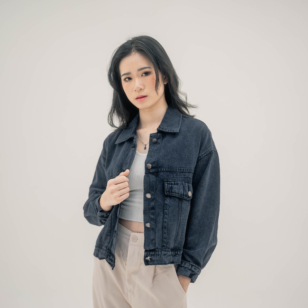 Jual Jaket Denim Wanita | Winter Denim Jacket | HULM | Shopee Indonesia