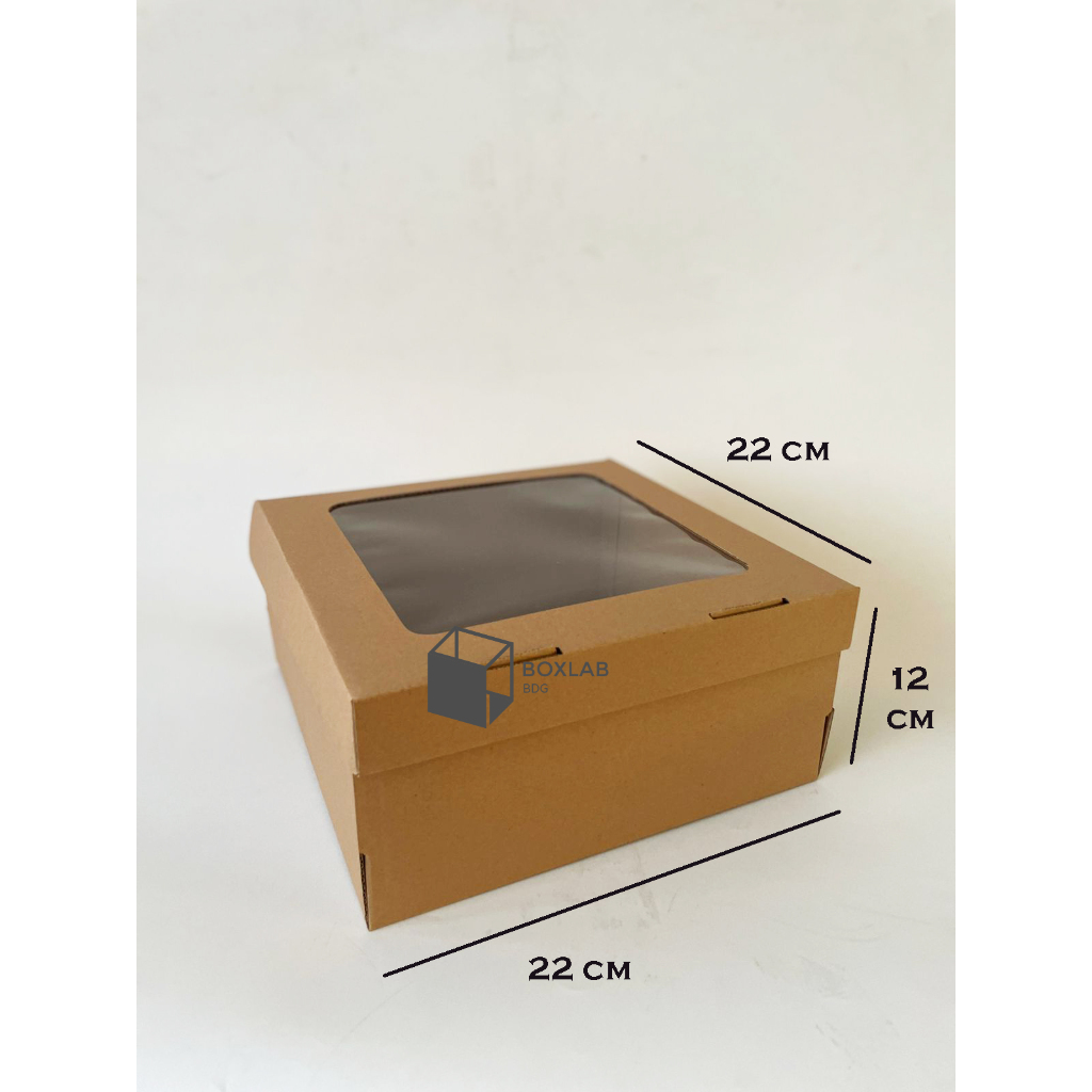 Jual Box Jendela Mika 22x22x12 cm, Box Cake Tart Puding, Kotak Kue ...