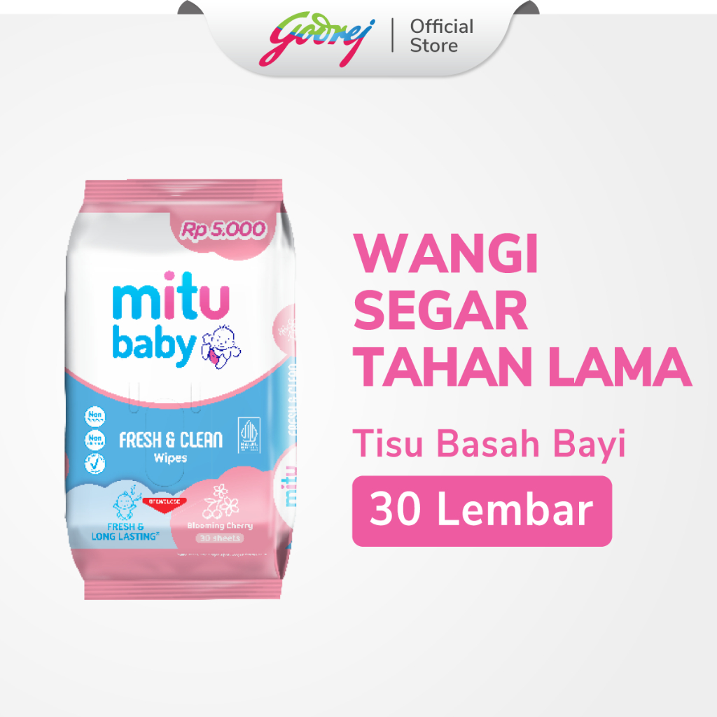 Jual Mitu Baby Tisu Basah Fresh & Clean Wipes Blooming Cherry 30s ...