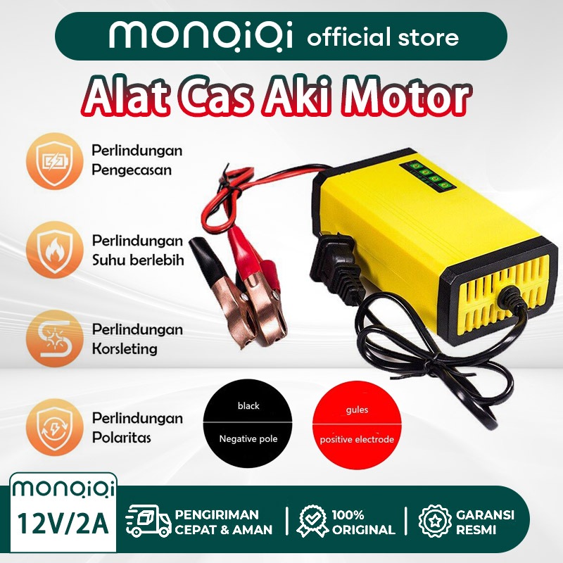 Jual Monqiqi Alat Cas Aki Motor & Mobil Alat Pengisian Daya Aki Motor Intelegent Charger 12V ...