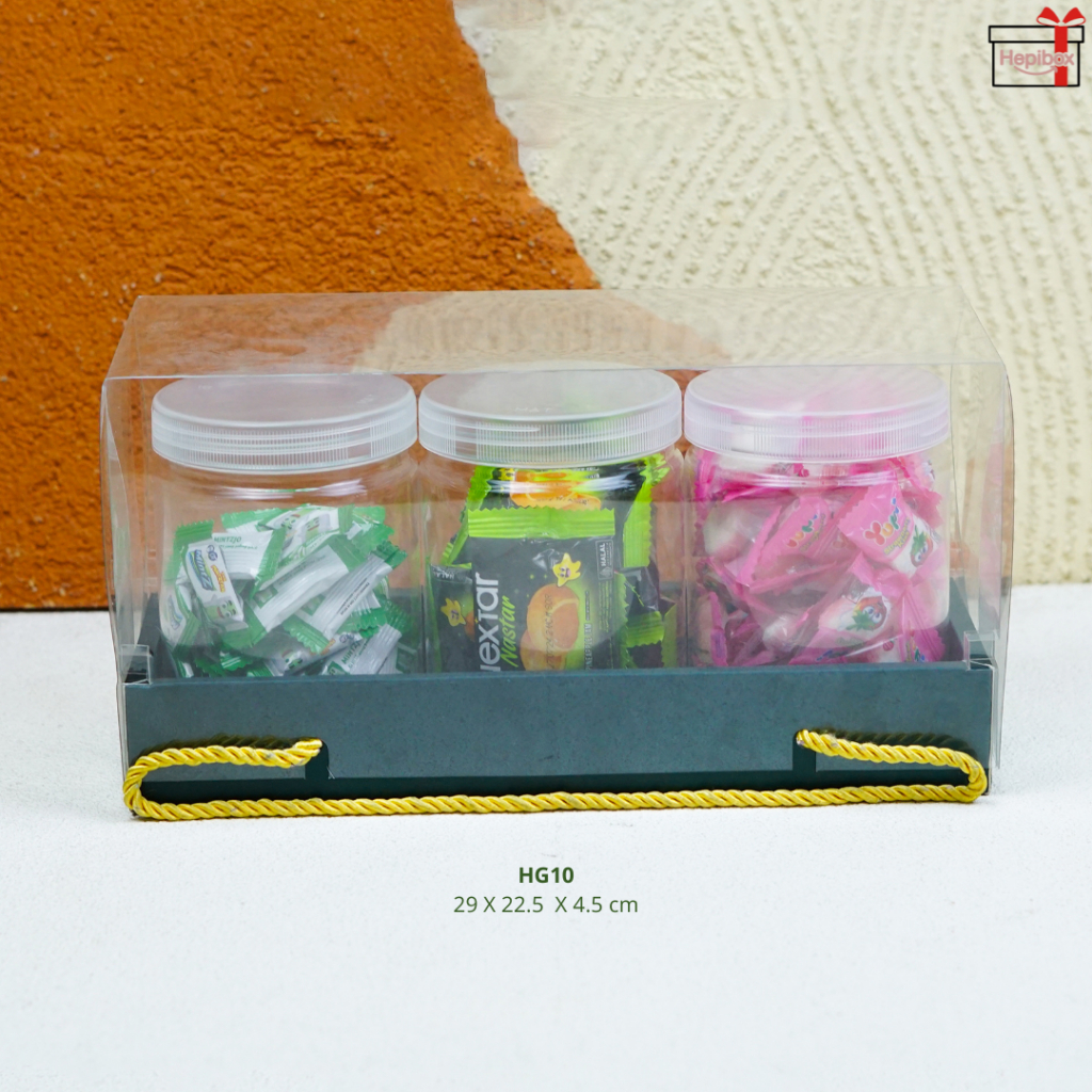 Jual Box Mika Tali / Kotak Mika Kue Kering Isi 3 Toples 600ml / Kotak ...