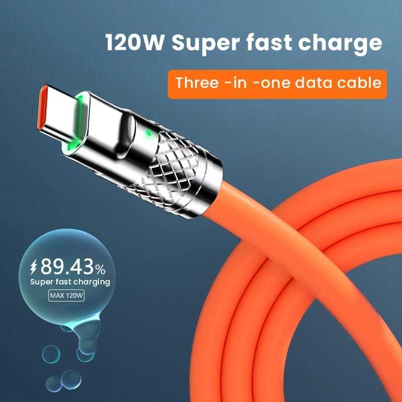 Jual Kabel Data Charger 3 in 1 Fast Charging | Kabel Cas Casan 3in1 120 Watt | 120W -6A Type ...