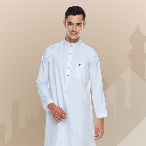 Jual (Gamis Mode No. 3 ) Gamis Pria Putih Polos Jubah Gamis Pria Viskin ...