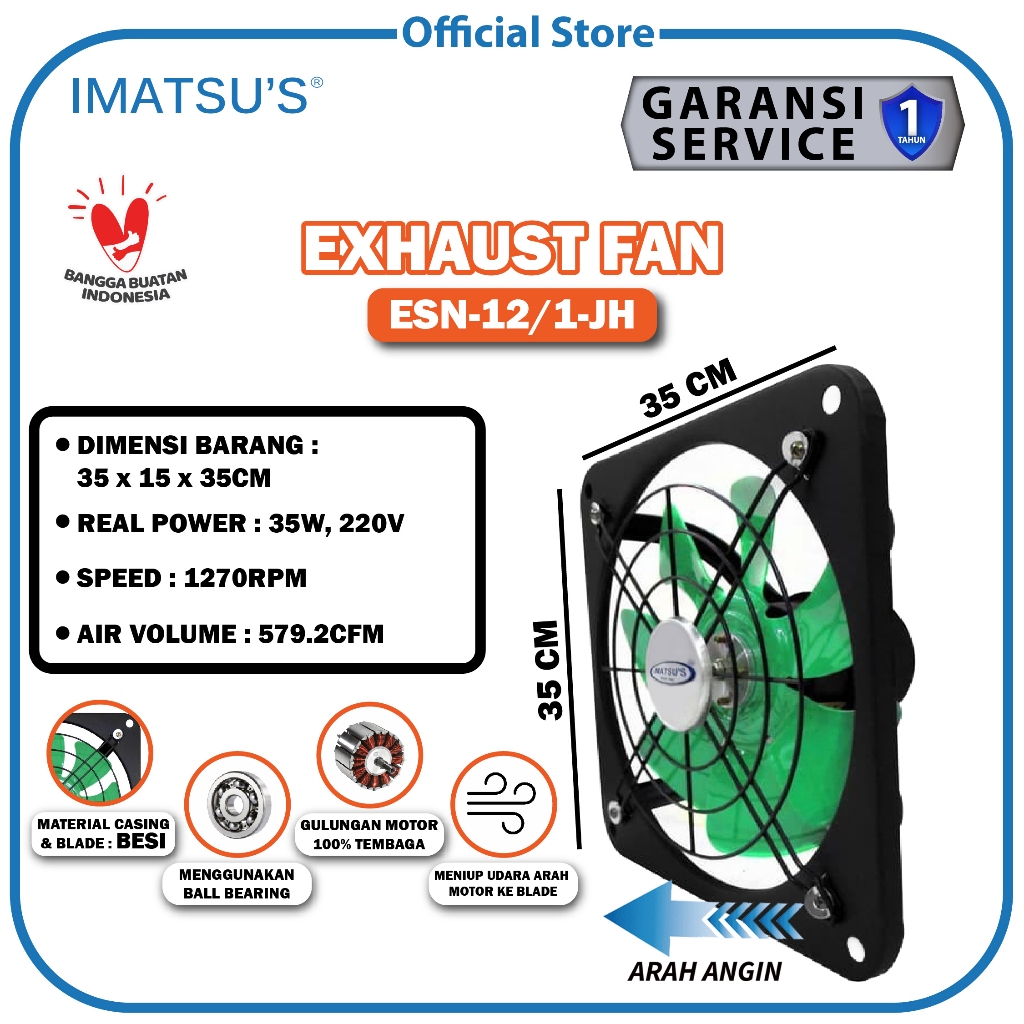 Jual Exhaust Fan 12 inch/Exhaust dinding tembok /hexos dinding 12 Inch ...