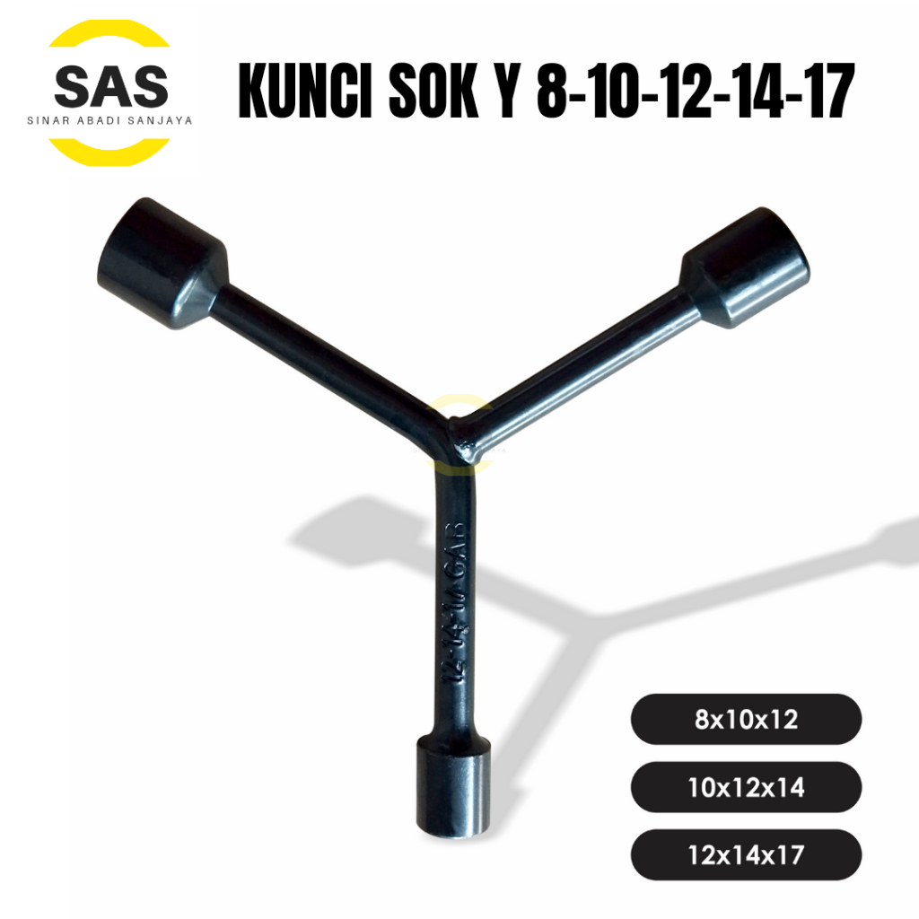 Jual [SAS] Kunci Shock Sock Sok Y Hitam Ukuran 8 10 12 14 17 MM | Shopee Indonesia