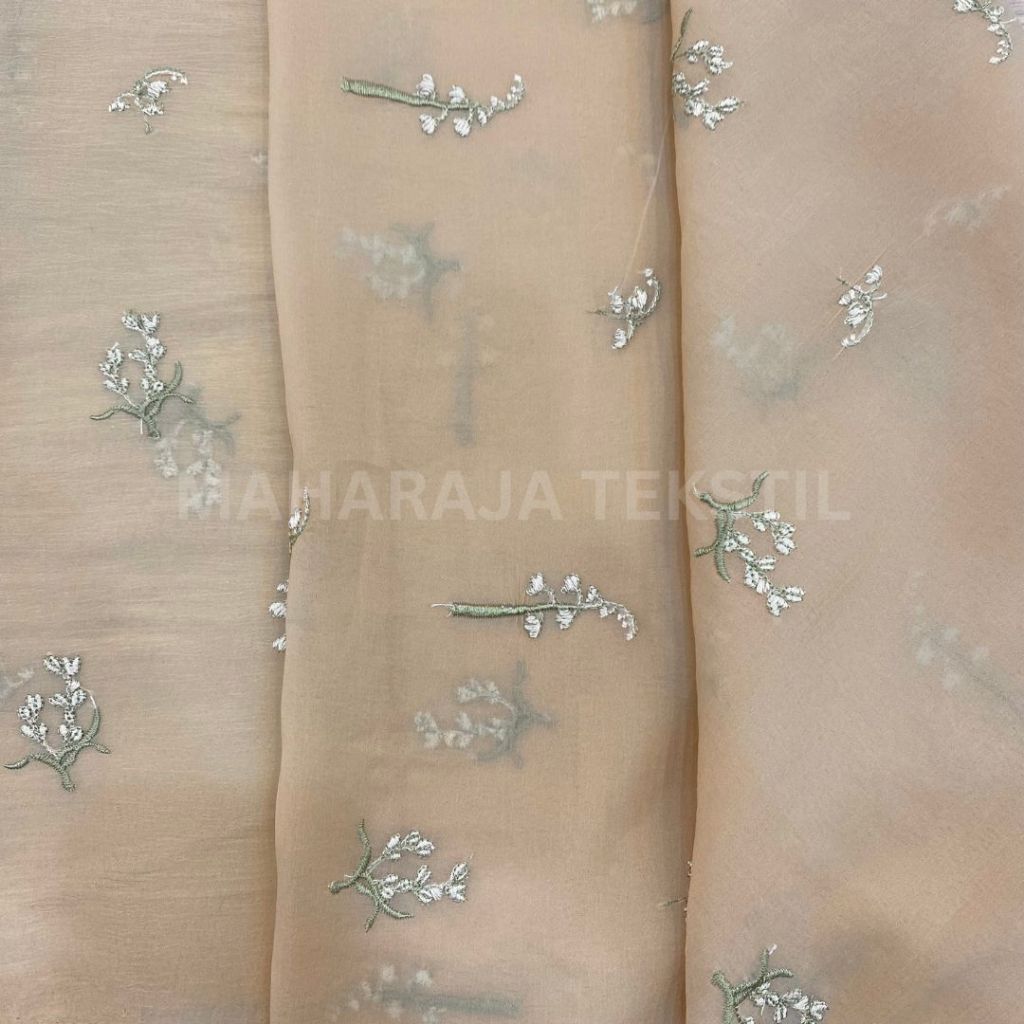 Jual Kain Organza Emb / Organza Motif Bordir / Organza Corak Bunga ...