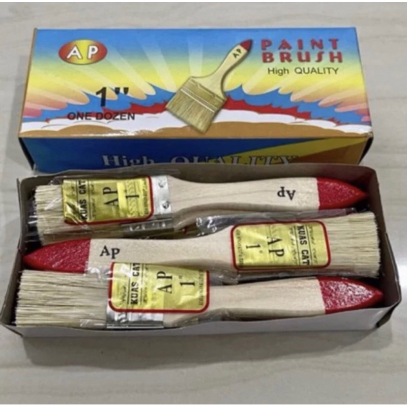 Jual 633 AP Kuas bulu putih gg kayu 1”inci Brush paint 1 inci ap 1 ...
