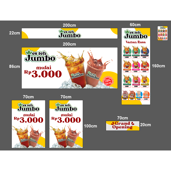 Jual banner booth 1 paket ES TEH JUMBO | desain custom | ukuran custom ...