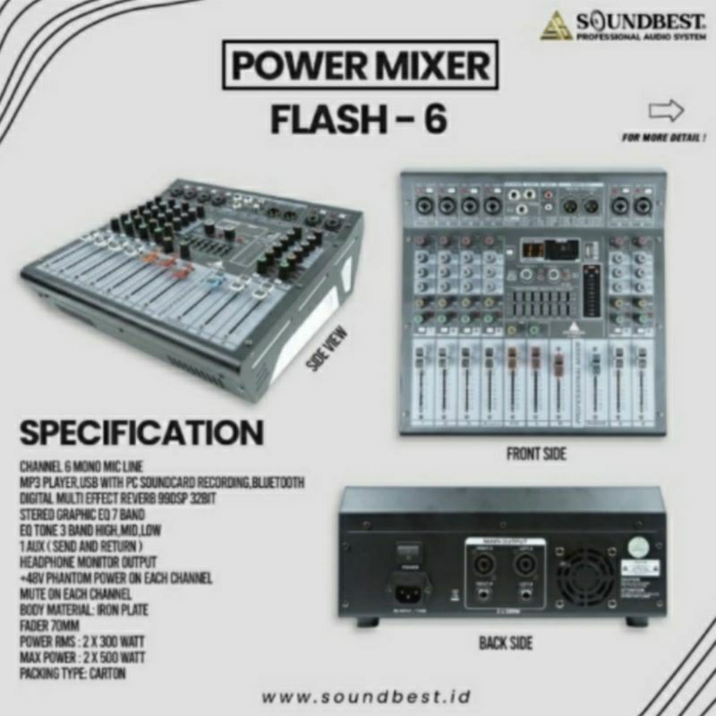 Jual power mixer 6 channel original soundbest flash 6 power mixer ...