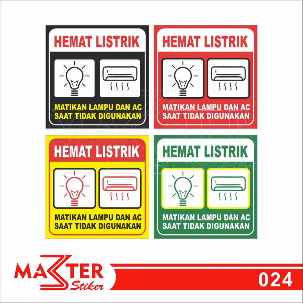 Jual 024 - Stiker Hemat Listrik, Matikan Lampu dan AC Saat Tidak Digunakan, Tahan Air, Murah ...