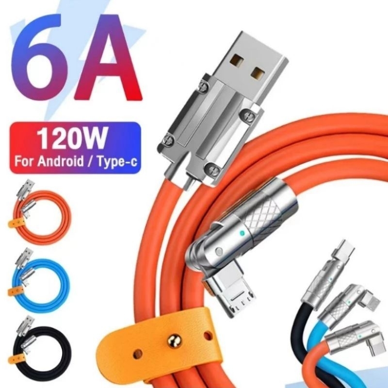 Jual Rotatable 180° Cable Data 120W Super Fast Charging USB Type C 6A ...