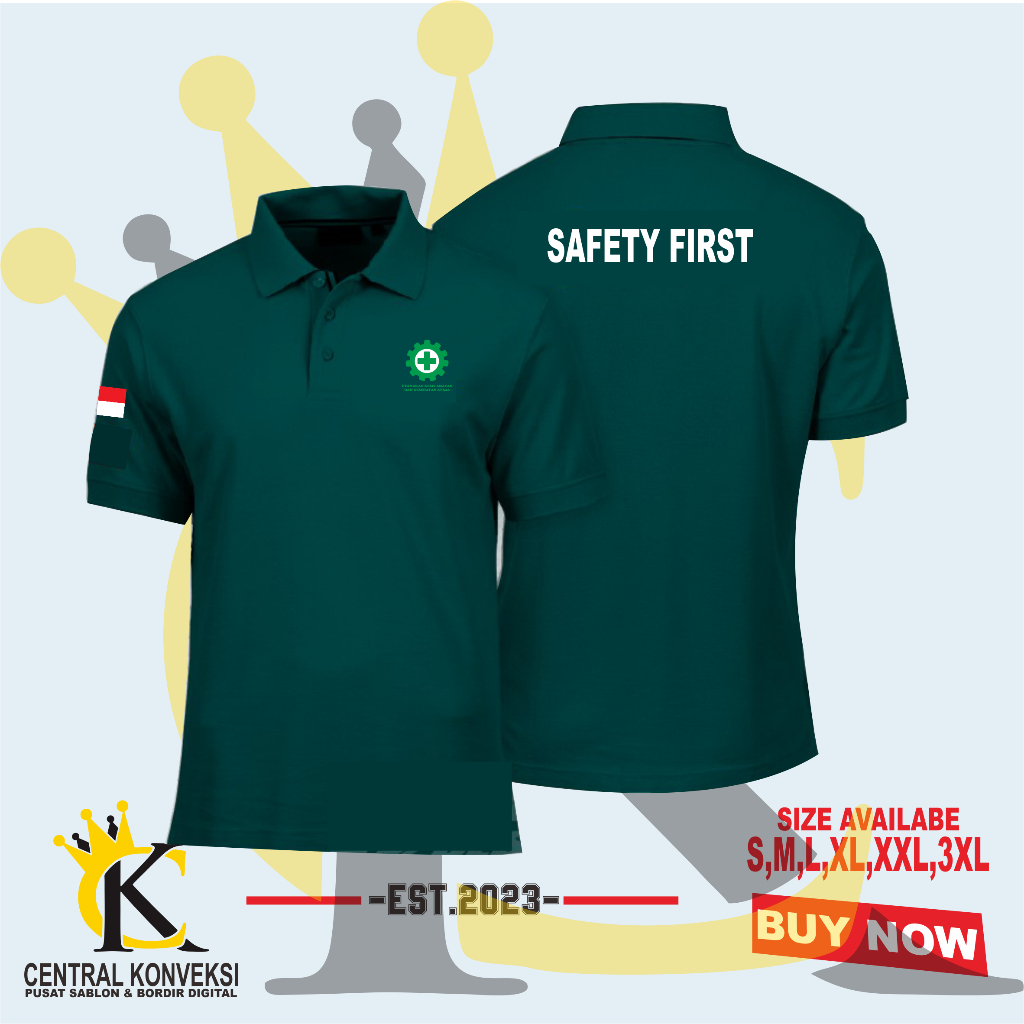 Jual Poloshirt Kaos Kerah SAFETY FIRST / Kao Kerah Polo SAFETY FIRST ...