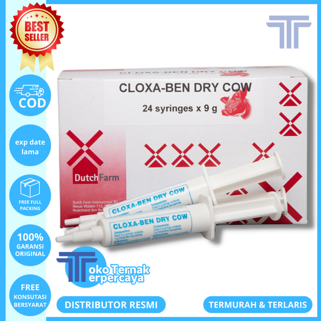 Jual CLOXA BEN DRY COW 1 PCS - Obat Mastitis Ternak Sapi Kambing Domba Perah Masa (fase) Kering ...