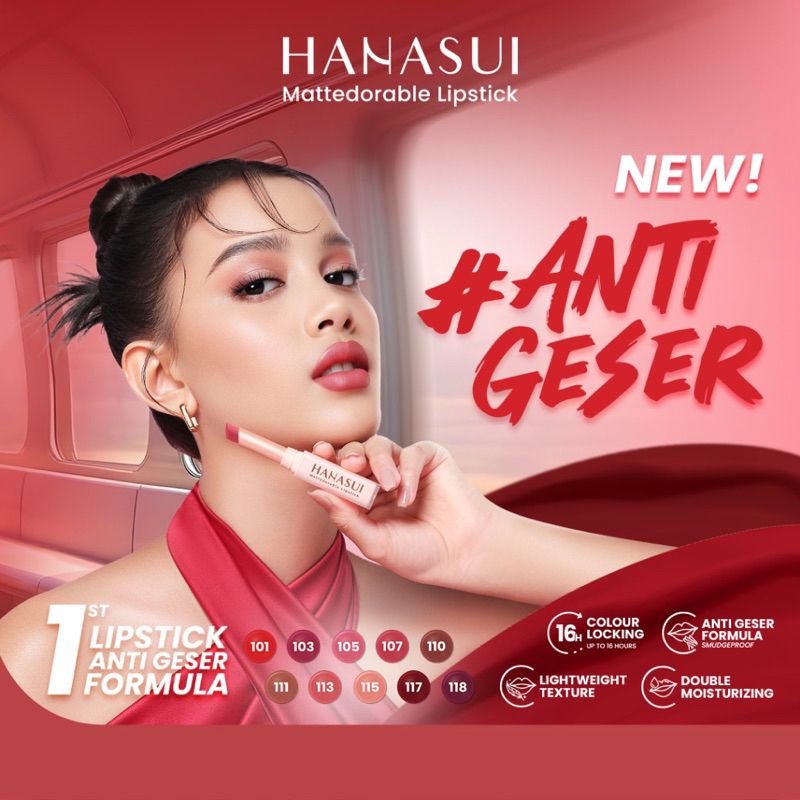 Jual NEW !! Hanasui Mattedorable Lipstick [10 Shade] Anti Geser ...