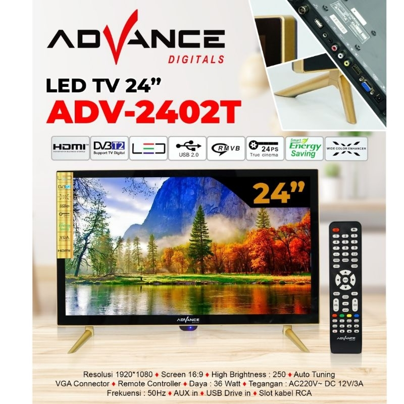Jual ADVANCE LED TV DIGITAL TV HD 24 INCH CRYSTAL DESIGN ADV 2402T ADV ...