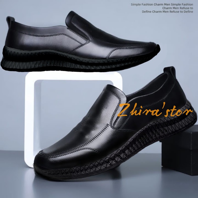 Jual ZHIRA STORE Sepatu Formal Pantofel Pria Casual Loafers Sepatu Docmart Full Black Terbaru ...