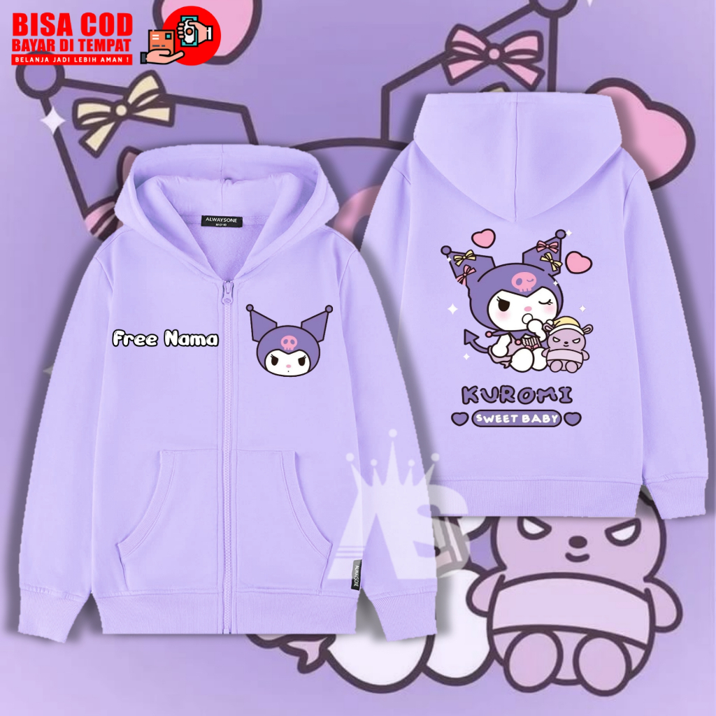 Jual Jaket Hoodie Zipper Anak Kuromi / jaket resleting bisa pakai nama ... Jual Jaket Hoodie Zipper Anak Kuromi / jaket resleting bisa pakai nama ...
