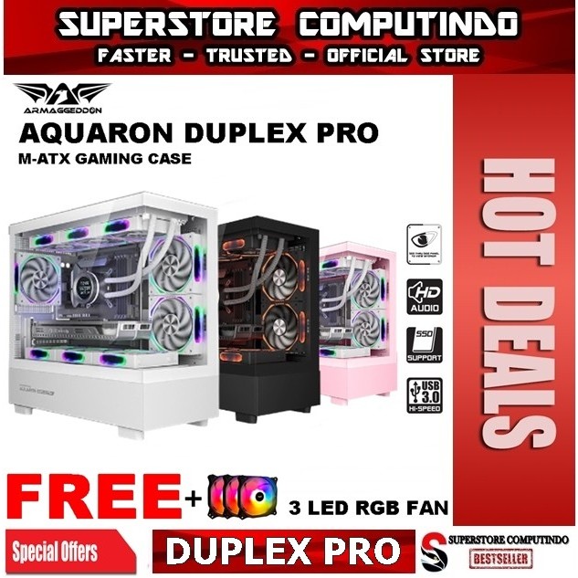 Jual Casing Gaming Armaggeddon Aquaron Duplex Pro M-ATX |Front & Side ...