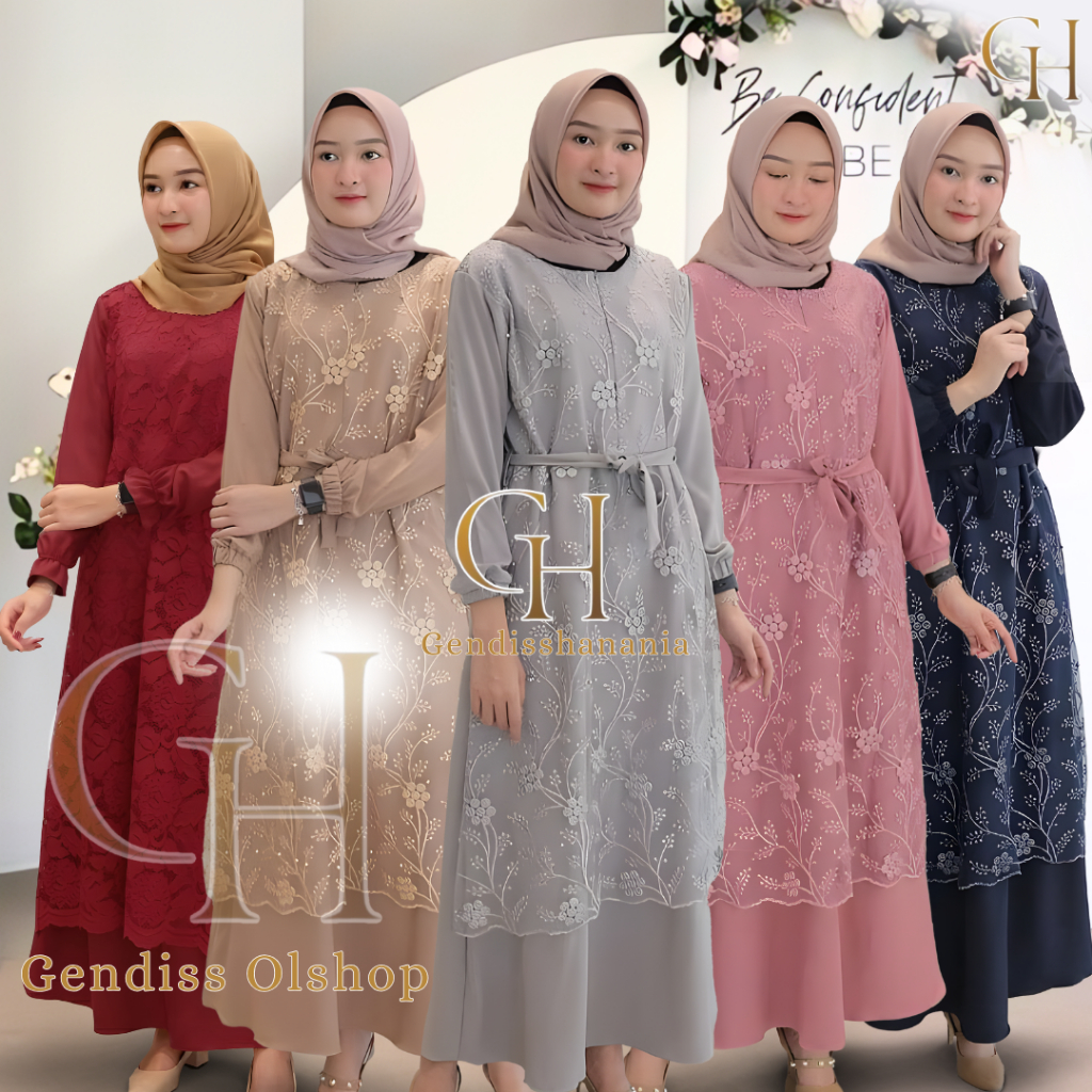 Jual Alma dres mix barukat gamis brokat remaja simple dress kombinasi ...