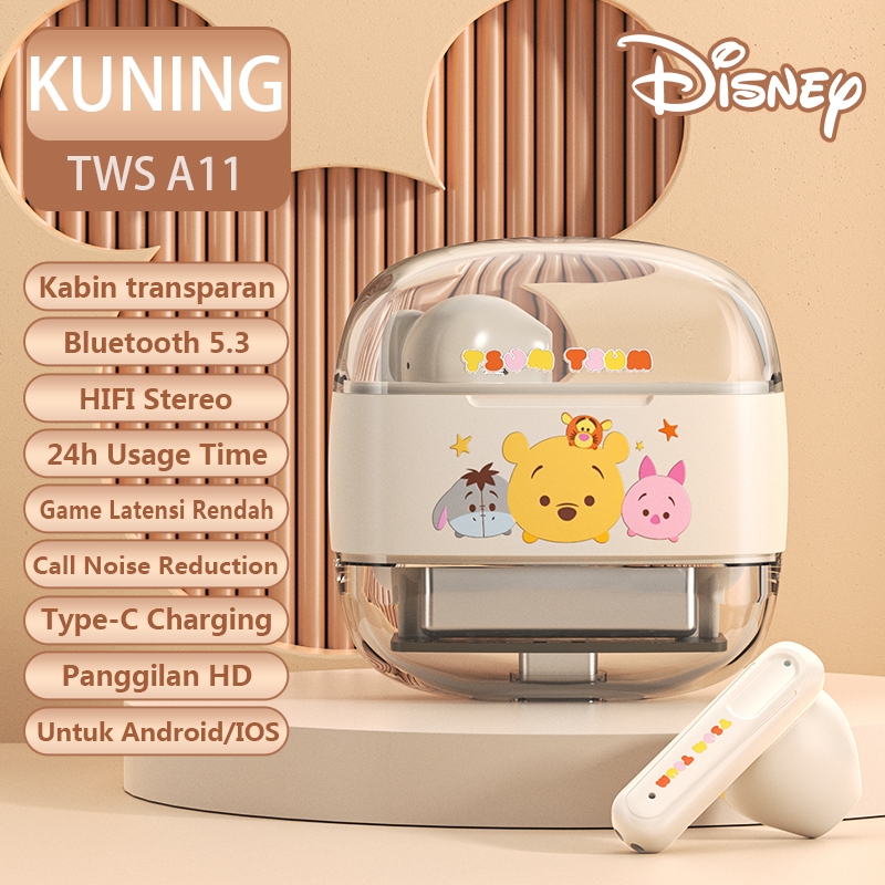 Jual Disney A11 Earphone Bluetooth 5.3 TWS Headset Dukungan 100% Ori ...