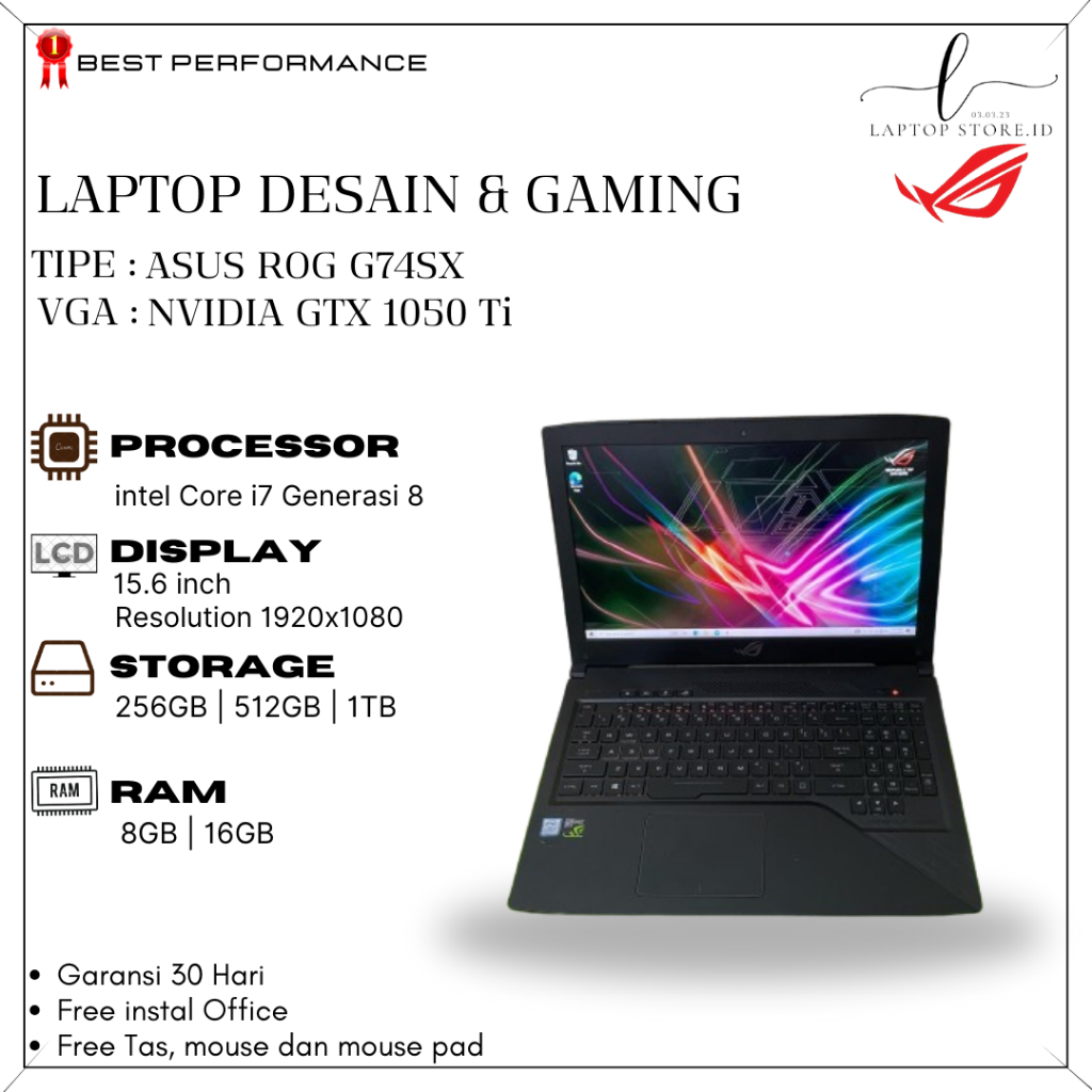Jual ASUS ROG GL503G / ROG G74SX | i7 Generasi 8 | 8GB | 1TB | GAMING ...