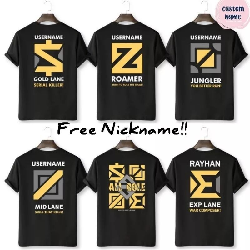 Jual Kaos T-Shirt Mobile Legend All Role Baju ML Costume Nama MLBB ...