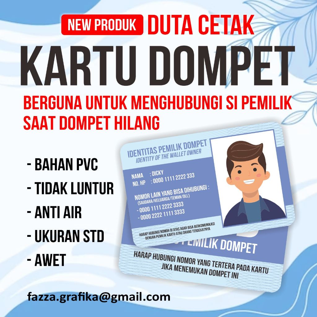 Jual Kartu Dompet (fungsinya untuk menghubungi si pemilik jika dompet ...