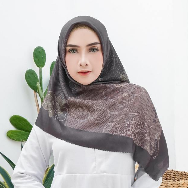 Jual KENES SCARF - [KV2 Grey Abu] Hijab Kerudung Segiempat Voal Spesial Premium Motif Abstrack ...