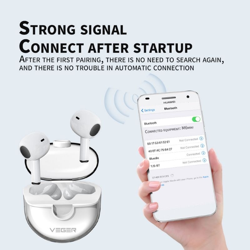 Jual VEGER Airbuds TWS Headset Wireless Bluetooth 5.3 Earphone Half Ear ...