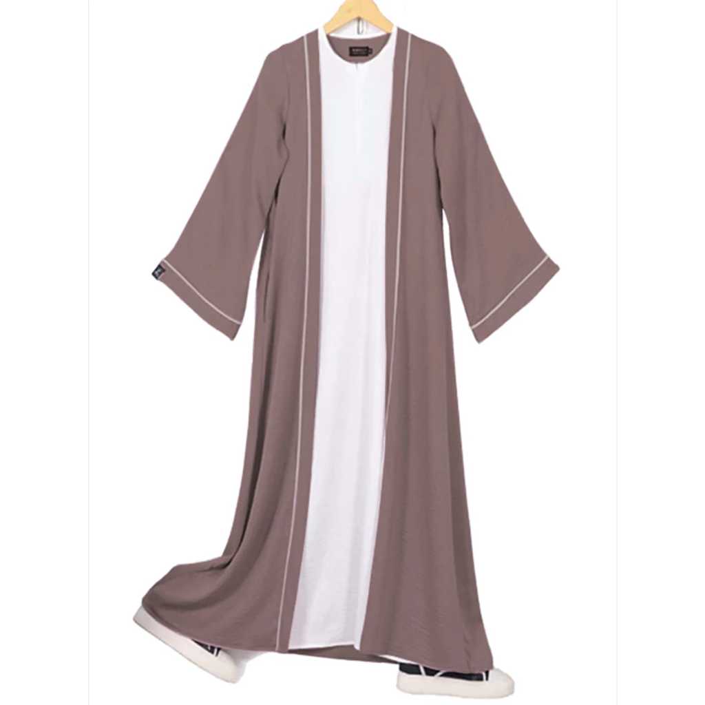 Jual Abaya wanita crinkle airflow turkey list putih - Gamis wanita ...