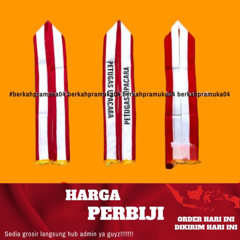 Jual Selempang selendang syal petugas upacara merah putih polos ...