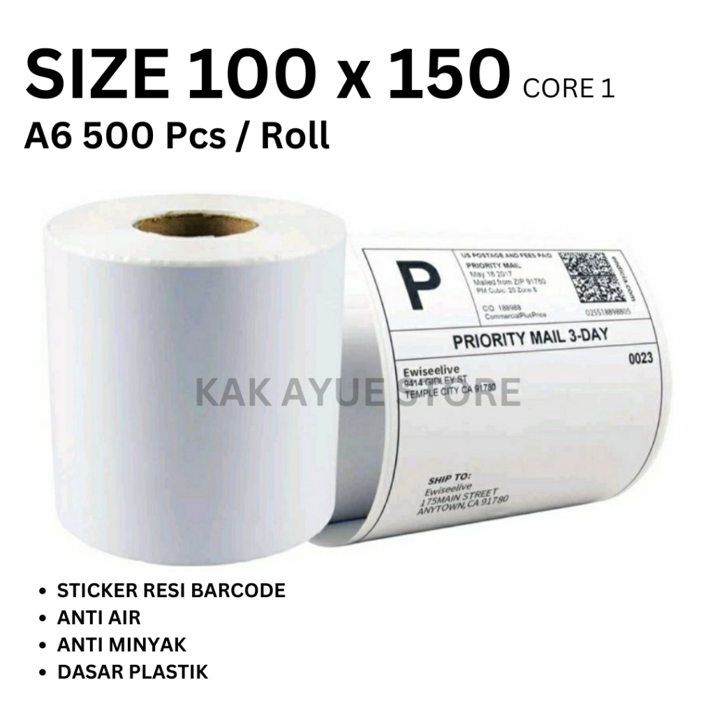 Jual Stiker Resi Barcode / Thermal Roll - Ukuran 100x150 500pcs ...