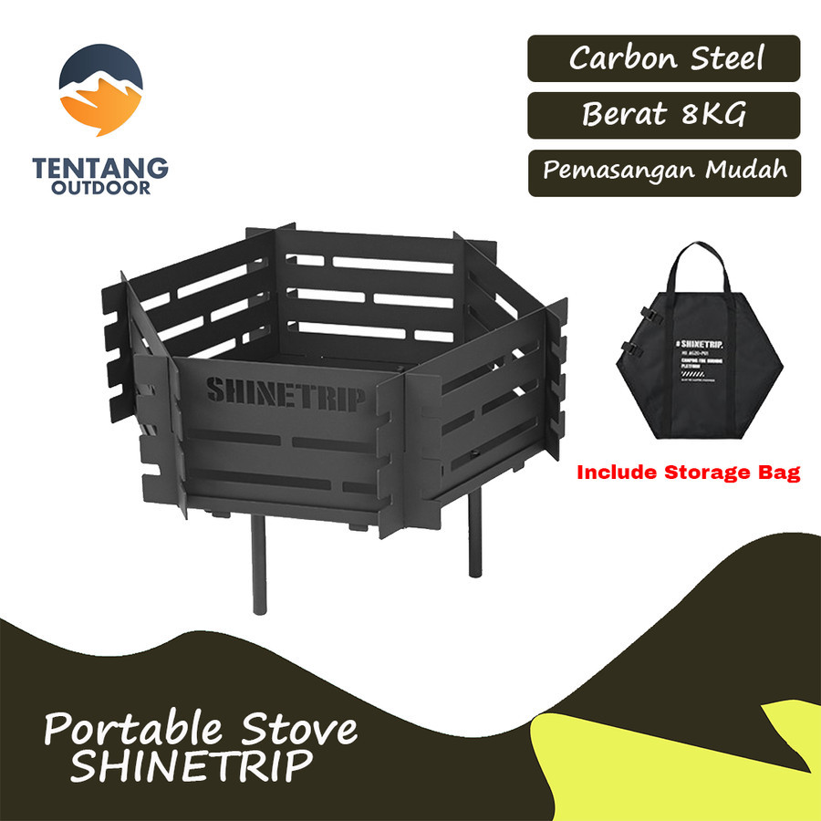 Jual SHINETRIP Fire Stove Carbon Steel Tungku Kayu Api Camping Portable ...