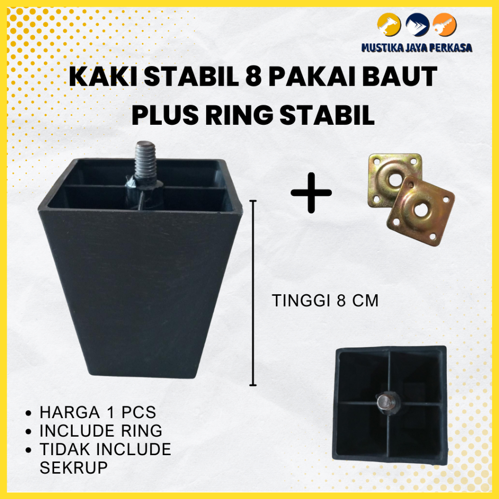 Jual Kaki Sofa Spring Bed Kotak Stabil 8 Cm Spring Bed Hitam Plastik ...