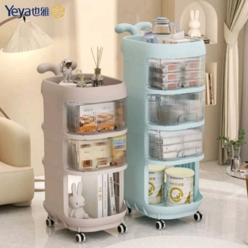 Jual Rak Organizer Multifungsi Laci Bening Transparan Biru/Putuh 4susun ...