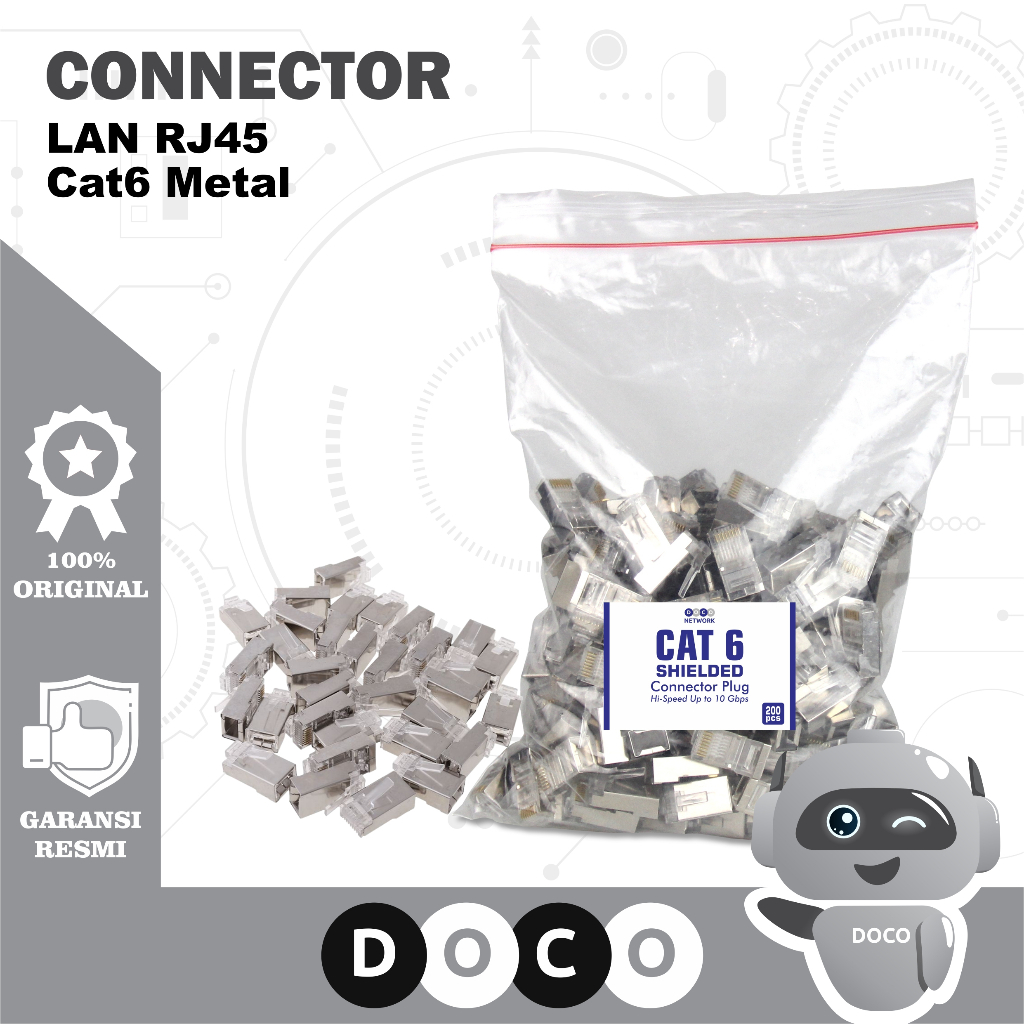 Jual Connector LAN RJ45 CAT6 Metal Konektor Kabel Kepala Plug Network Jack Ethernet RJ 45 CAT 6 ...