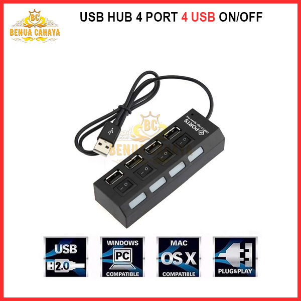 Jual USB HUB 4 PORT 4 USB ON/OFF - USB HUB 7 USB 7 PORT ON/OFF-BENUA ...
