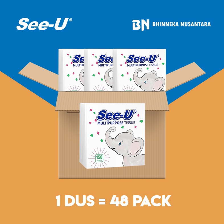 Jual SEE-U Multipurpose Pop Up Gajah Tissue 150 Sheet - 1 Dus / 48 Pack ...
