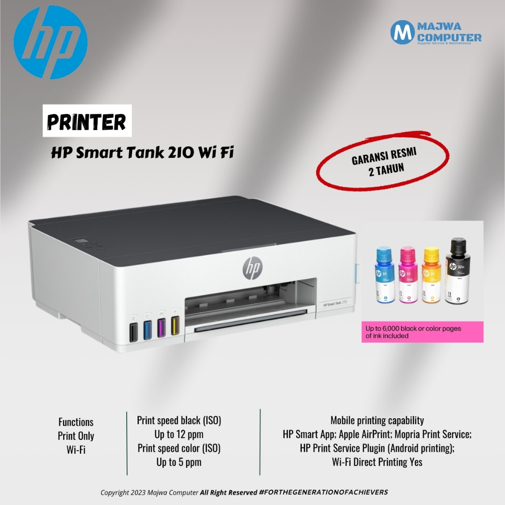 Jual Printer HP Smart Tank 210 Print Wireless | Shopee Indonesia
