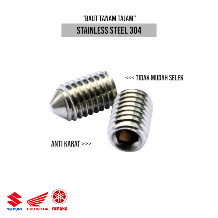 Jual 5pcs baut tanam m8 x 6 baut tanam ujung runcing stainless steel 304 | Shopee Indonesia