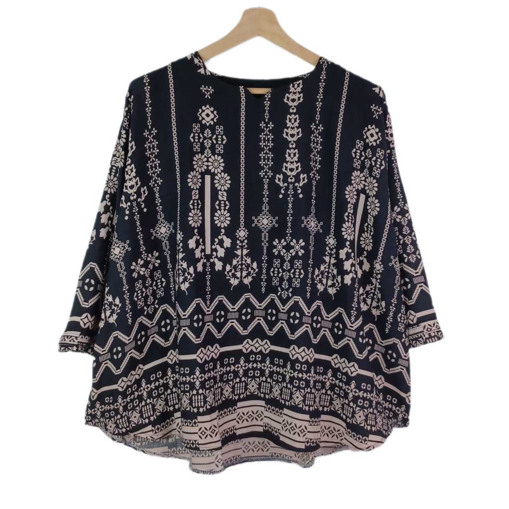 Jual Atasan BIG SIZE Rayon ETNIK Abstrak Terbaru Lengan 7/8 SUPER JUMBO ...