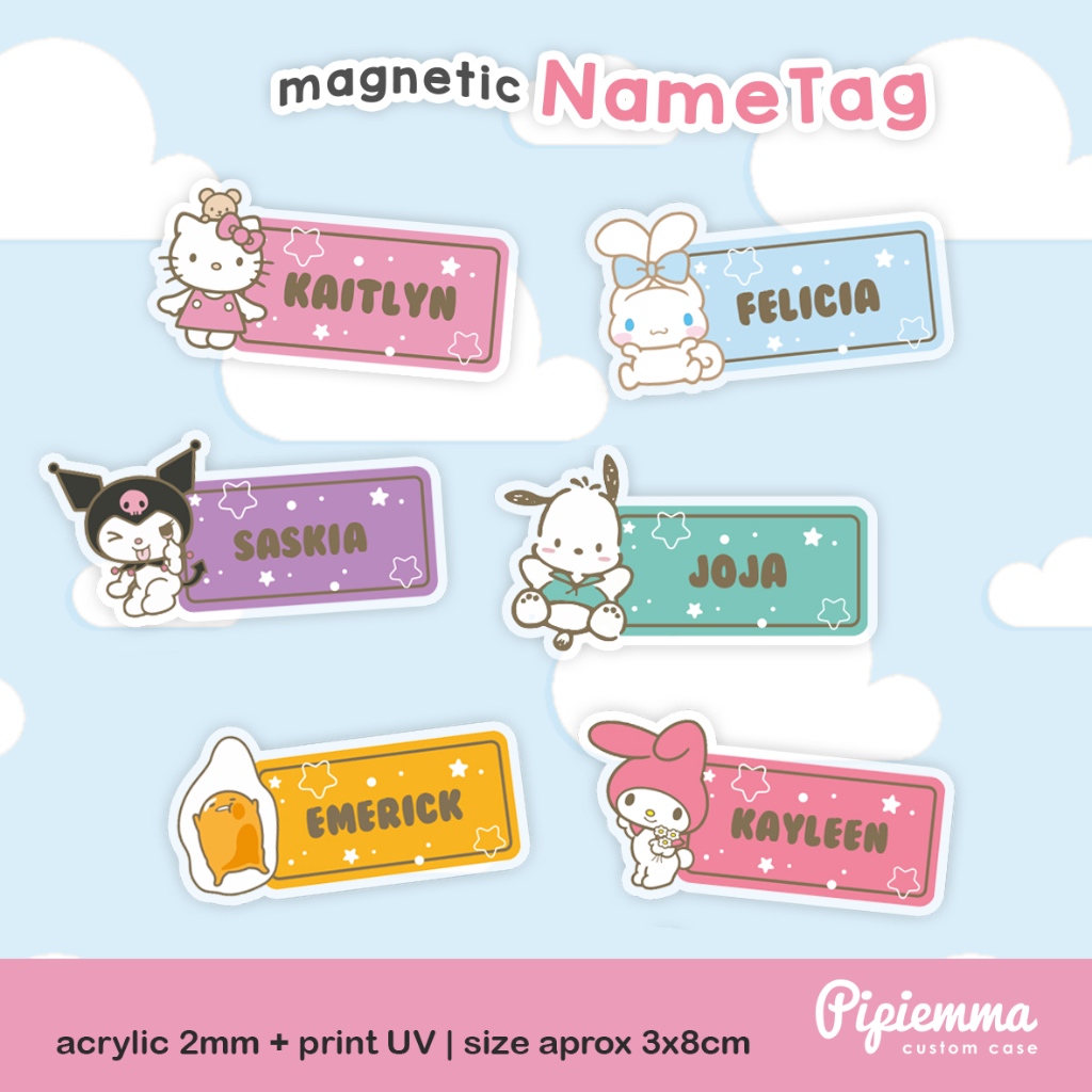 Jual Name Tag Sanrio Magnetic Tag Dada Lucu Anak Sekolah CInnamoroll My ...