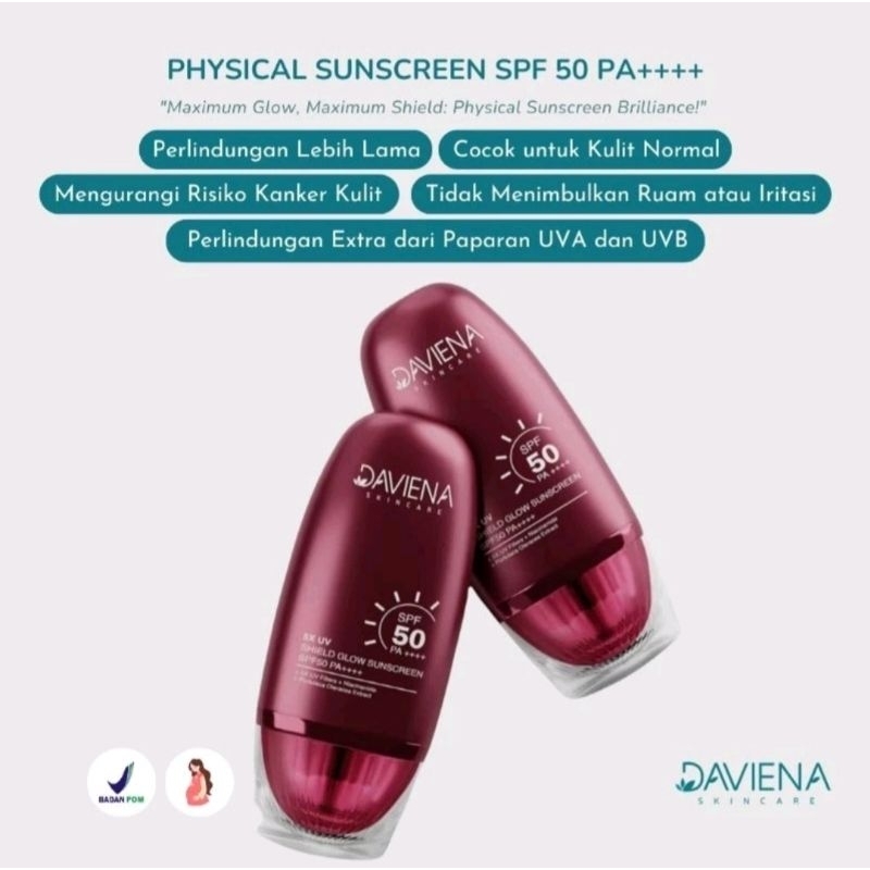 Jual Daviena Sunscreen SPF50++ | DAVIENA SKINCARE Physical Sunscreen ...