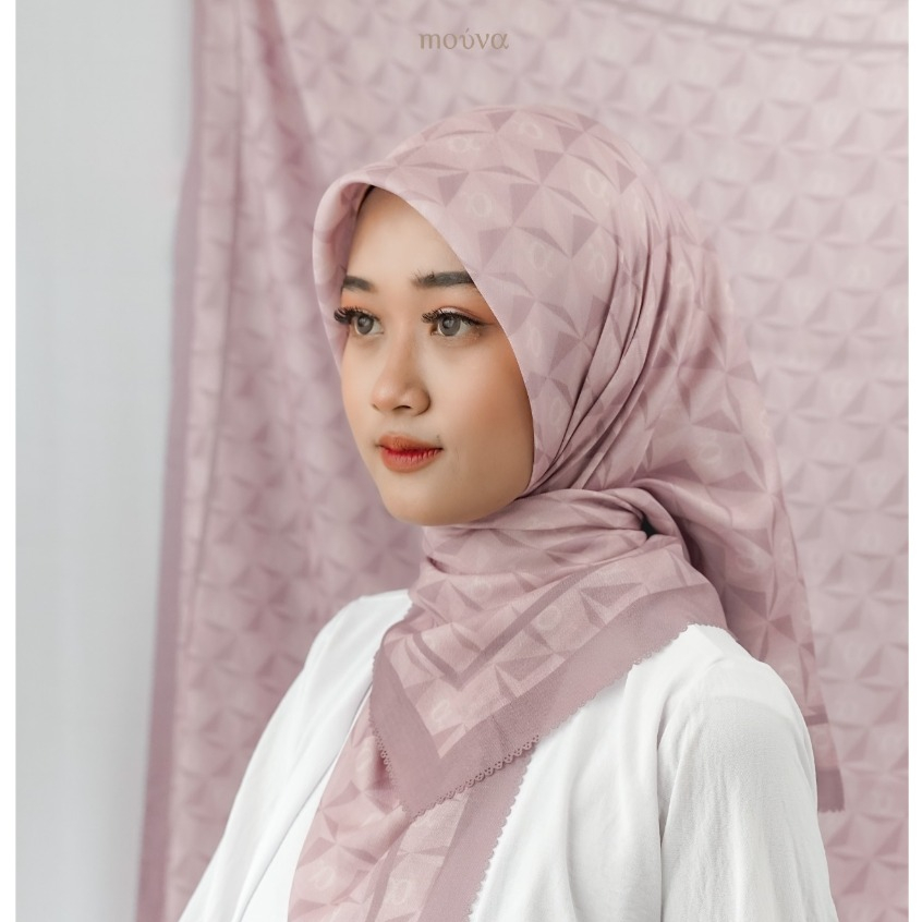 Jual Mouva - Kerudung Segi Empat Motif Monogram Scarf Hijab Lasercut Ultrafine 115x115 Premium ...