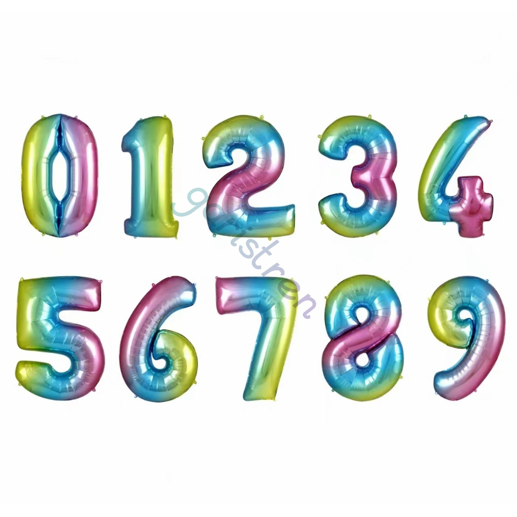 Jual BALON FOIL ANGKA 80CM / BALON ANGKA Rainbow 32inch | Shopee Indonesia