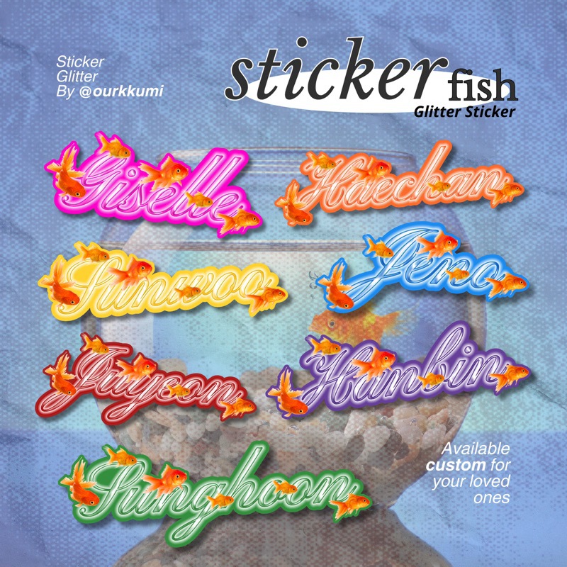 Jual Sticker Custom Nama Fish Ikan Glitter (Kpop, Anime dll) | Shopee ...