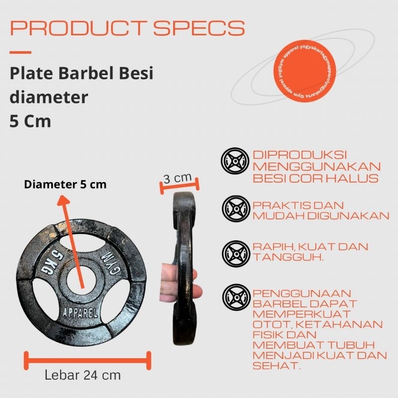 Jual plate dumbel weight plate barbel piringan dumbell olympic 5 kg ...