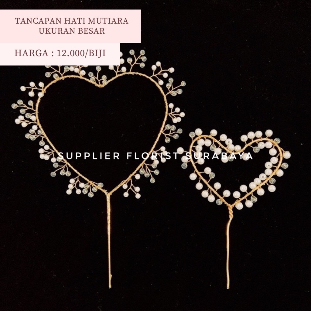 Jual TANCAPAN KUE TART MODEL HATI MUTIARA PEARL CAKE TOPPER BIRTHDAY ...