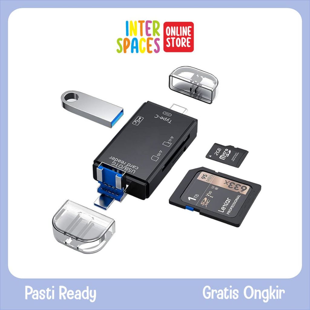 Jual Card Reader OTG 6 in 1 CRD-010 Micro USB Type C Flashdisk USB 2.0 ...