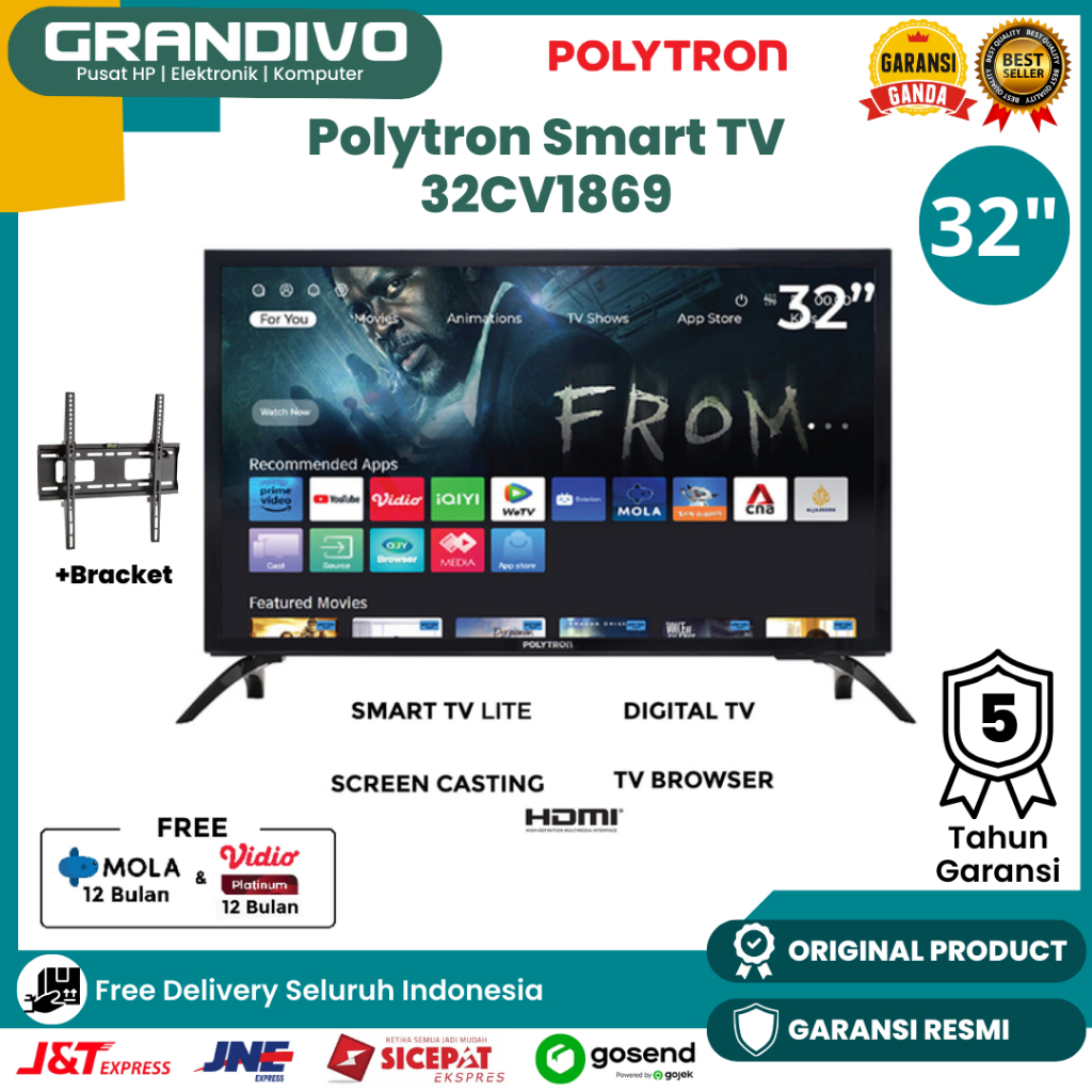 Jual TV Polytron Smart TV 32Inch 32CV1869 Screen Mirorring Free Mola TV ...
